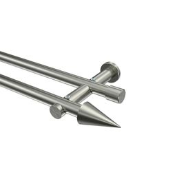 GARDINENSTANGE Platon Savio 120 cm, 2-l&auml;ufig (ohne Ringe), 20 mm &Oslash; Edelstahl-Optik