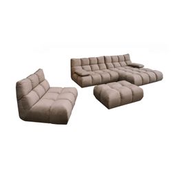 KAWOLA SITZGRUPPE VIVIEN 3ER SET Braun Velvet (1er-Set)