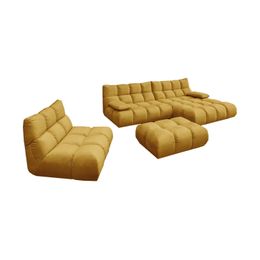 KAWOLA SITZGRUPPE VIVIEN 3ER SET Gelb Velvet (1er-Set)