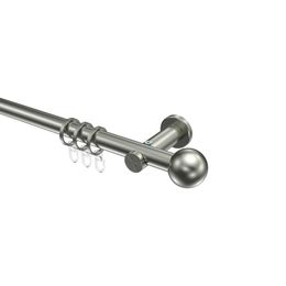 GARDINENSTANGE Platon Luino 600 cm (geteilt in 3 x 200 cm), 1-l&auml;ufig, 20 mm &Oslash; Edelstahl-Optik