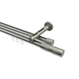 GARDINENSTANGE INNENLAUF Siteno Mavell 120 cm, 2-l&auml;ufig, 20 mm &Oslash; Edelstahl-Optik