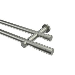 GARDINENSTANGE Platon Elanto 400 cm (geteilt in 2 x 200 cm), 2-l&auml;ufig (ohne Ringe), 20 mm &Oslash; Edelstahl-Optik