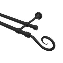 GARDINENSTANGE Primus Allegra 320 cm (geteilt in 2 x 160 cm), 2-l&auml;ufig (ohne Ringe), 16 mm &Oslash; Schwarz