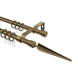 GARDINENSTANGE Olymp Lorenzo 200 cm, 2-l&auml;ufig, 16 mm &Oslash; Messing Antik