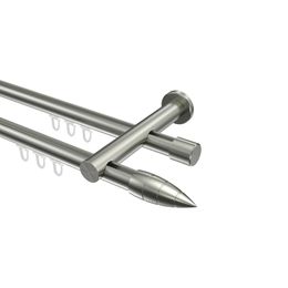 GARDINENSTANGE INNENLAUF Platon Samanto 120 cm, 2-l&auml;ufig, 20 mm &Oslash; Edelstahl-Optik