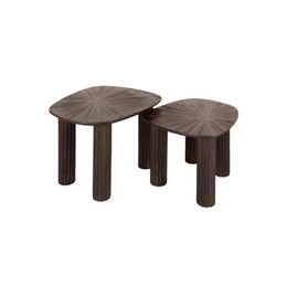 KAWOLA COUCHTISCH INKA 2ER SET Braun Teakholz