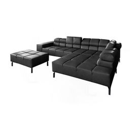 KAWOLA ECKSOFA NELSON Schwarz Leder Relaxfunktion