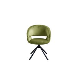 KAWOLA ESSZIMMERSTUHL LARA Gr&uuml;n Velvet Drehbar (360&deg;) (1er-Set)