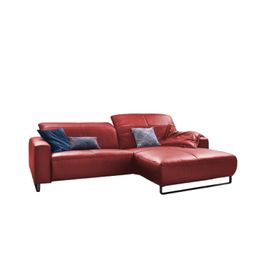 KAWOLA ECKSOFA YORK Hochglanz Rot Leder