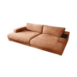 KAWOLA BIG SOFA MIT TABLETT MADELINE Braun Webstoff