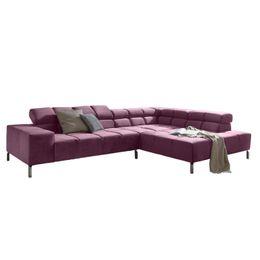 KAWOLA ECKSOFA MIT MOTORISCHEM SITZVORZUG NELSON Violett Velvet Relaxfunktion