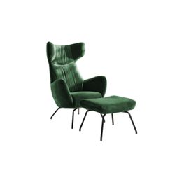 KAWOLA SESSEL MIT HOCKER LOTTE Smaragdgr&uuml;n Velvet