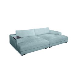 KAWOLA BIG SOFA XL MIT TABLETT MADELINE Hellblau Cord