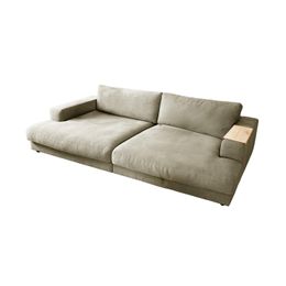KAWOLA BIG SOFA XL MIT TABLETT MADELINE Cremewei&szlig; Webstoff