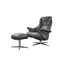 KAWOLA RELAXSESSEL MIT HOCKER MODO Grau Leder