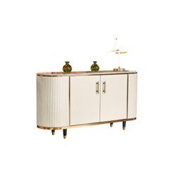 KAWOLA SIDEBOARD MARIA Wei&szlig; Kunstleder, Marmor