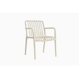 KAWOLA GARTENSTUHL MIAVA Cremewei&szlig; Kunststoff Stapelbar (1er-Set)