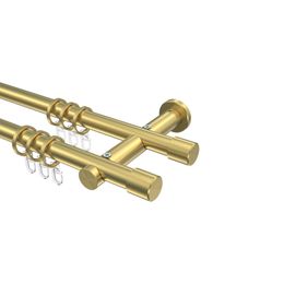 GARDINENSTANGE Platon Santo 600 cm (geteilt in 3 x 200 cm), 2-l&auml;ufig, 20 mm &Oslash; Messing-Optik