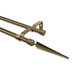 GARDINENSTANGE Olymp Lorenzo 400 cm (geteilt in 2 x 200 cm), 2-l&auml;ufig (ohne Ringe), 16 mm &Oslash; Messing Antik