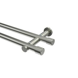 GARDINENSTANGE Platon Santo 400 cm (geteilt in 2 x 200 cm), 2-l&auml;ufig (ohne Ringe), 20 mm &Oslash; Edelstahl-Optik