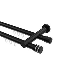 GARDINENSTANGE INNENLAUF Platon Estana 420 cm (geteilt in 3 x 140 cm), 2-l&auml;ufig, 20 mm &Oslash; Schwarz