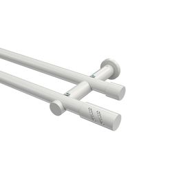 GARDINENSTANGE Platon Zoena 240 cm (geteilt in 2 x 120 cm), 2-l&auml;ufig (ohne Ringe), 20 mm &Oslash; Wei&szlig;