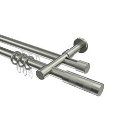 GARDINENSTANGE RUNDROHR-INNENLAUF Prestige Mavell 540 cm (geteilt in 3 x 180 cm), 2-l&auml;ufig, 20 mm &Oslash; Edelstahl-Optik