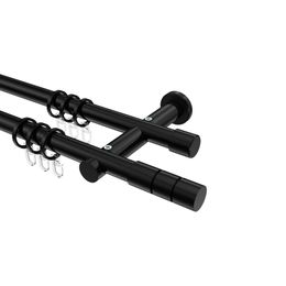 GARDINENSTANGE Platon Elanto 200 cm, 2-l&auml;ufig, 20 mm &Oslash; Schwarz