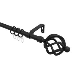 GARDINENSTANGE Olymp Paolo 360 cm (geteilt in 2 x 180 cm), 1-l&auml;ufig, 16 mm &Oslash; Schwarz