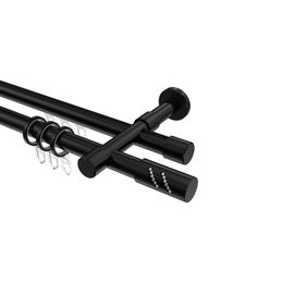 GARDINENSTANGE RUNDROHR-INNENLAUF Prestige Zoena 240 cm (geteilt in 2 x 120 cm), 2-l&auml;ufig, 20 mm &Oslash; Schwarz