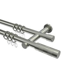 GARDINENSTANGE Platon Mavell 200 cm, 2-l&auml;ufig, 20 mm &Oslash; Edelstahl-Optik