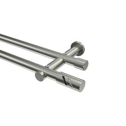 GARDINENSTANGE Platon Zoena 540 cm (geteilt in 3 x 180 cm), 2-l&auml;ufig (ohne Ringe), 20 mm &Oslash; Edelstahl-Optik