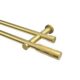 GARDINENSTANGE Platon Mavell 260 cm (geteilt in 2 x 130 cm), 2-l&auml;ufig (ohne Ringe), 20 mm &Oslash; Messing-Optik
