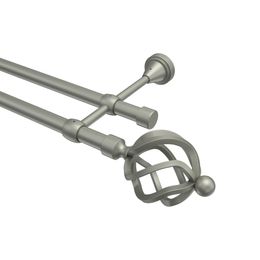 GARDINENSTANGE Primus Paolo 520 cm (geteilt in 4 x 130 cm), 2-l&auml;ufig (ohne Ringe), 16 mm &Oslash; Chrom matt