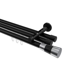 GARDINENSTANGE INNENLAUF Siteno Tanara 360 cm (geteilt in 2 x 180 cm), 3-l&auml;ufig, 20 mm &Oslash; Schwarz