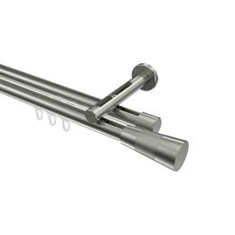 GARDINENSTANGE INNENLAUF Siteno Tanara 260 cm (geteilt in 2 x 130 cm), 2-l&auml;ufig, 20 mm &Oslash; Edelstahl-Optik