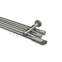 GARDINENSTANGE INNENLAUF Siteno Verano 140 cm, 3-l&auml;ufig, 20 mm &Oslash; Edelstahl-Optik
