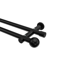 GARDINENSTANGE Platon Luino 480 cm (geteilt in 3 x 160 cm), 2-l&auml;ufig (ohne Ringe), 20 mm &Oslash; Schwarz