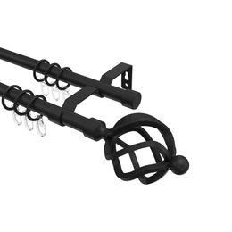 GARDINENSTANGE Olymp Paolo 400 cm (geteilt in 2 x 200 cm), 2-l&auml;ufig, 16 mm &Oslash; Schwarz