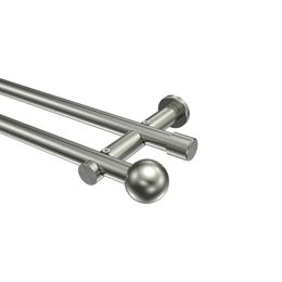GARDINENSTANGE Platon Luino 520 cm (geteilt in 4 x 130 cm), 2-l&auml;ufig (ohne Ringe), 20 mm &Oslash; Edelstahl-Optik