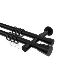 GARDINENSTANGE Prestige Sitra 400 cm (geteilt in 2 x 200 cm), 2-l&auml;ufig, 20 mm &Oslash; Schwarz