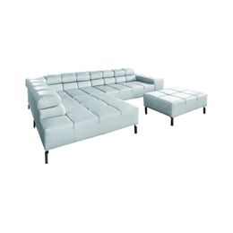 KAWOLA ECKSOFA NELSON Hellblau Leder Relaxfunktion