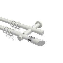 GARDINENSTANGE Platon Verano 240 cm (geteilt in 2 x 120 cm), 2-l&auml;ufig, 20 mm &Oslash; Wei&szlig;