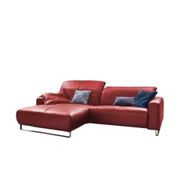 KAWOLA ECKSOFA YORK Hochglanz Rot Leder
