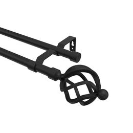 GARDINENSTANGE Olymp Paolo 200 cm, 2-l&auml;ufig (ohne Ringe), 16 mm &Oslash; Schwarz