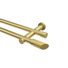 GARDINENSTANGE Platon Verano 540 cm (geteilt in 3 x 180 cm), 2-l&auml;ufig (ohne Ringe), 20 mm &Oslash; Messing-Optik