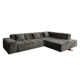 KAWOLA ECKSOFA MIT MOTORISCHEM SITZVORZUG NEVADA Grau Velvet Relaxfunktion