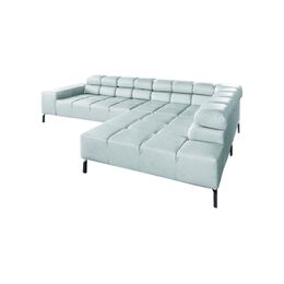 KAWOLA ECKSOFA NELSON Hellblau Leder Relaxfunktion