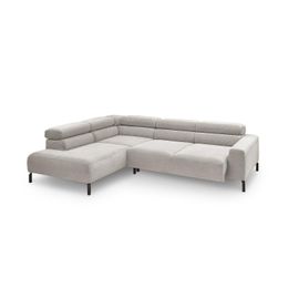 KAWOLA ECKSOFA MIT MOTORISCHEM SITZVORZUG DELIA Silber Cord Relaxfunktion