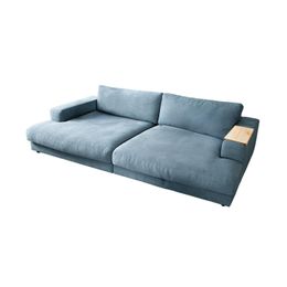 KAWOLA BIG SOFA MIT TABLETT MADELINE Petrol Webstoff